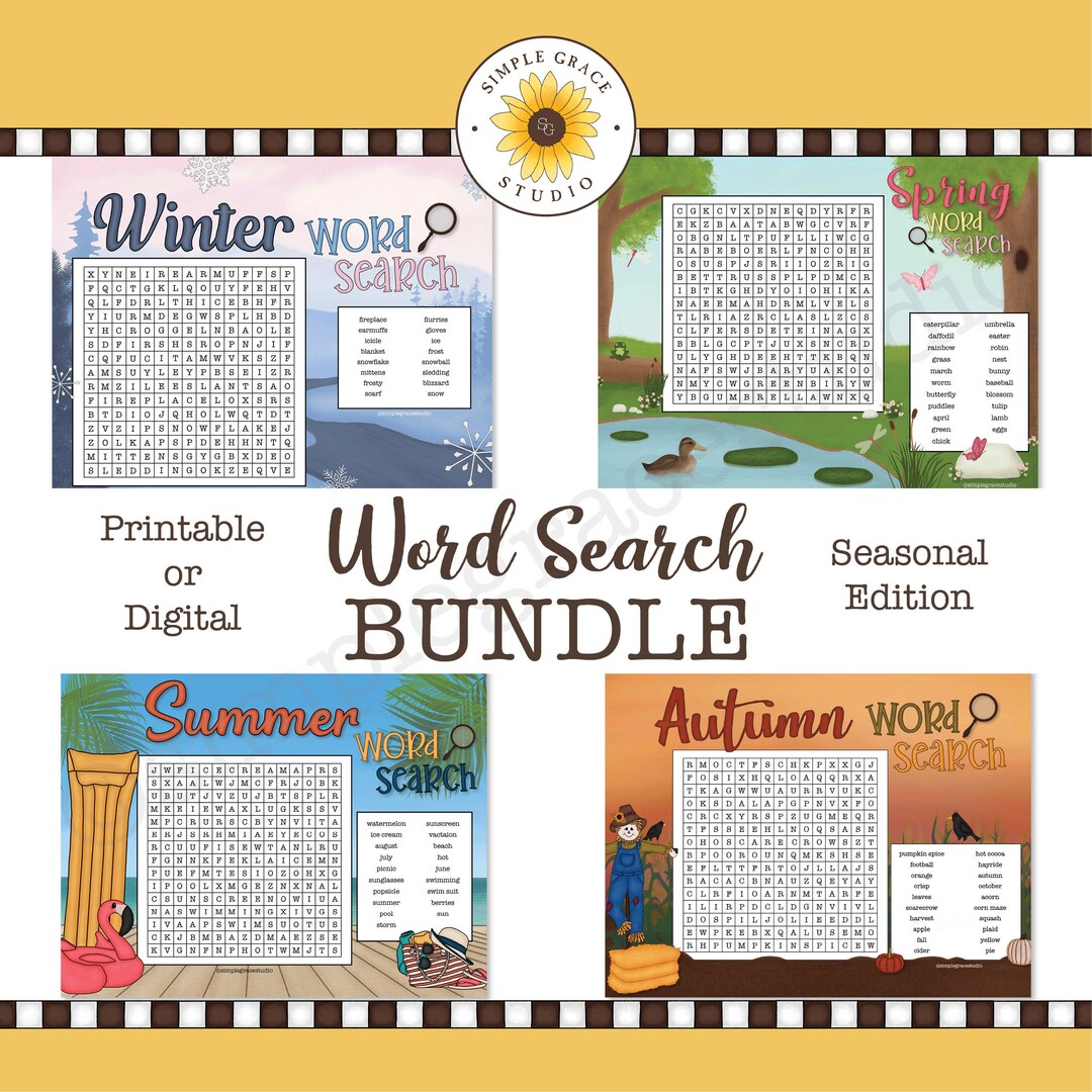 Word Search Bundle ~ Word Search ~ Printable ~ Printables ~ Digital - Etsy