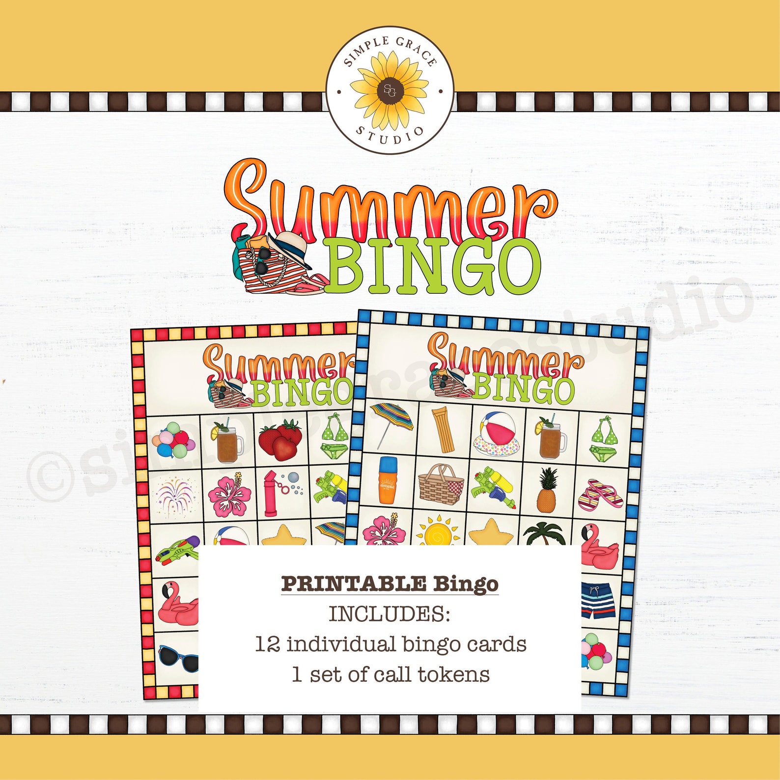 Summer Bingo ~ Bingo ~ Summer ~ Bingo Game ~ Bingo Cards ~ Printable ...