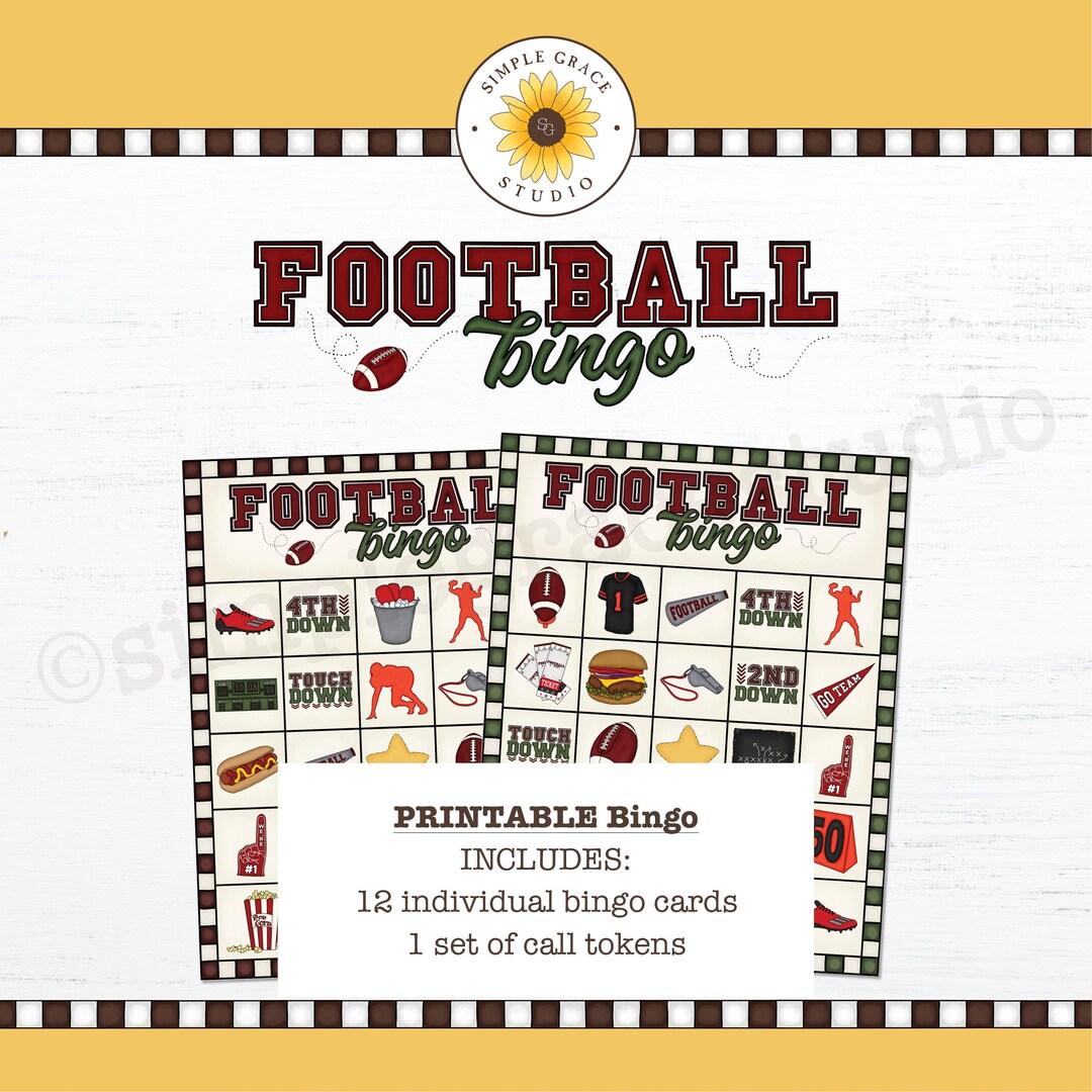 Bingo ~ American Football Bingo ~ Bingo Cards ~ Bingo Game - Etsy