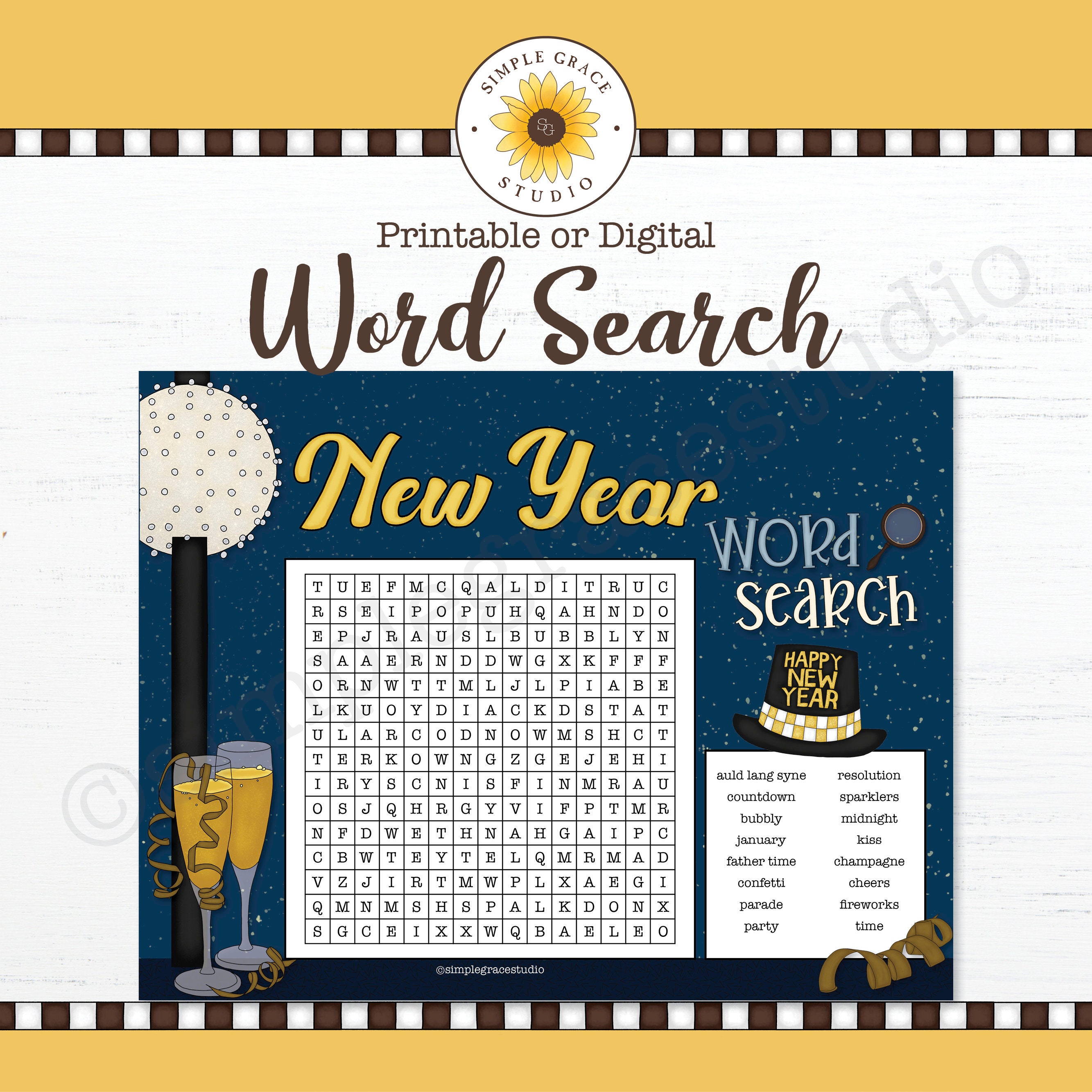 New Year Word Search ~ Word Search ~ Printable ~ Printables - Etsy