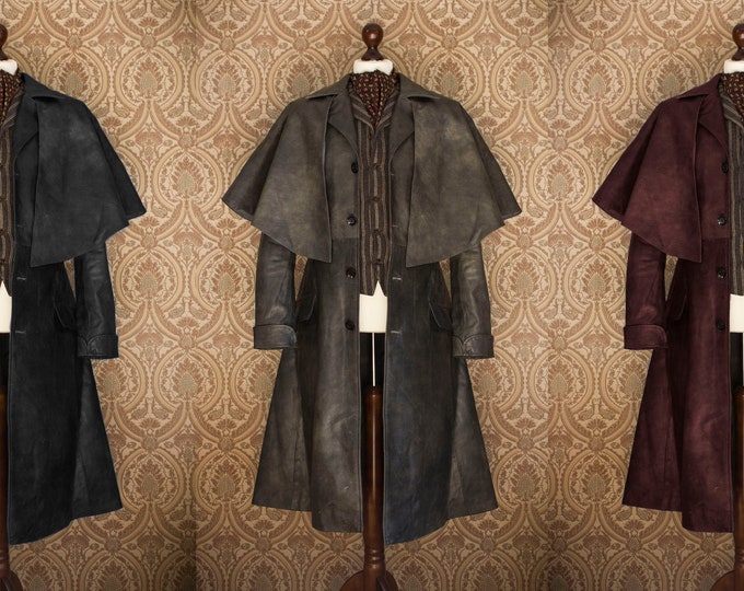 Bloodborne Hunter Style Long Leather Coat Duster Steampunk Victorian ...
