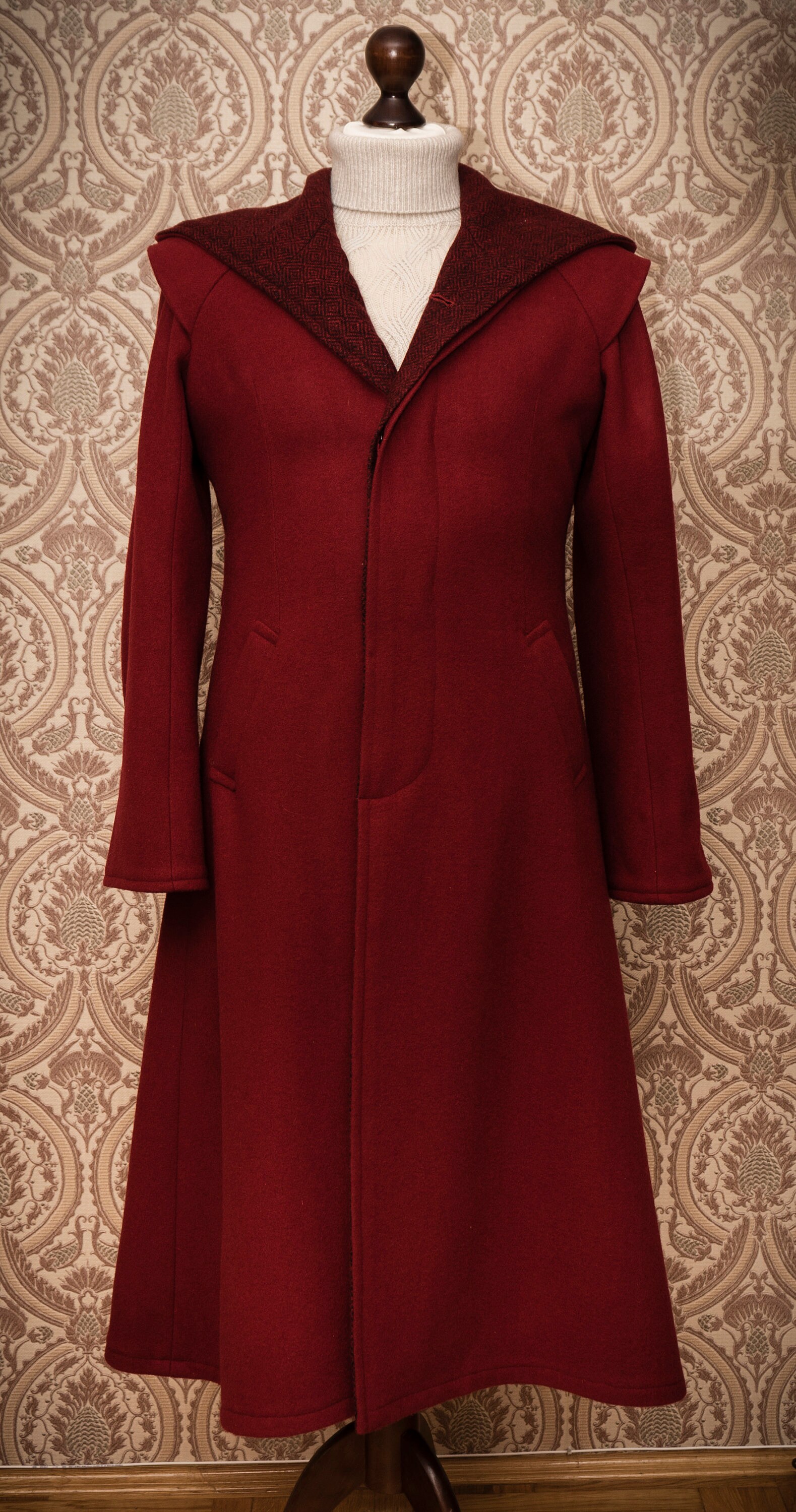 Warlock Robe Hooded Coat 100% Merino Wool Fantasy Long Coat - Etsy