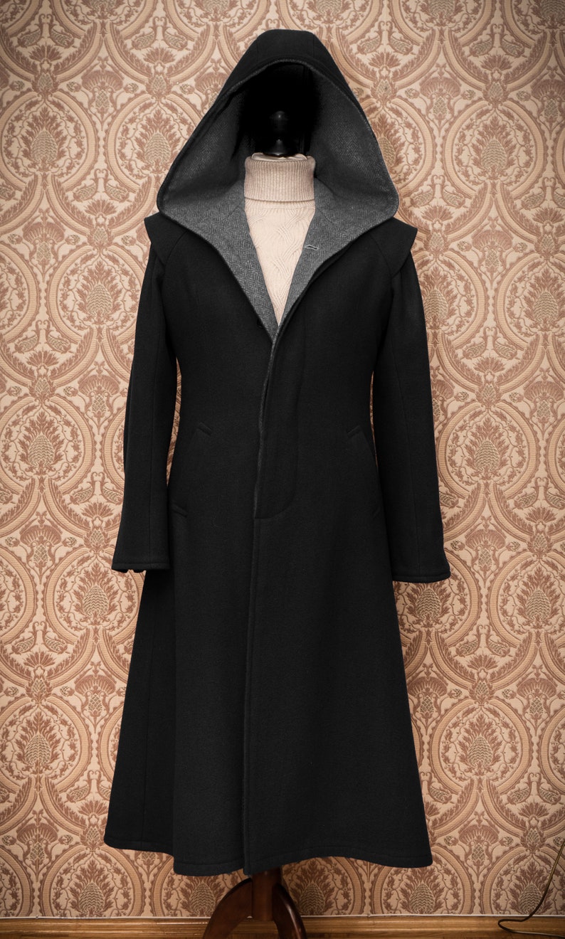 Warlock Robe Hooded Coat 100% Merino Wool Fantasy Long Coat - Etsy
