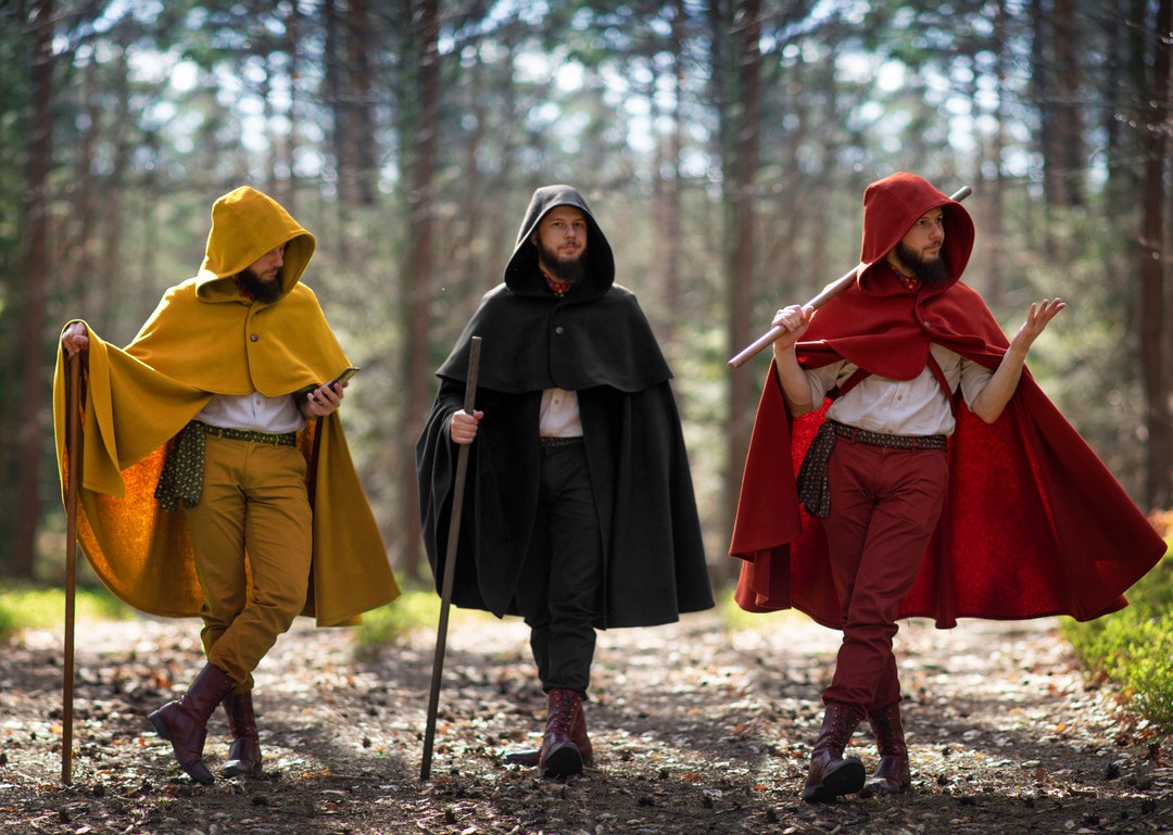 Hooded Action Cloak, Two Piece 100% Merino Wool Fantasy Long Cape - Etsy UK