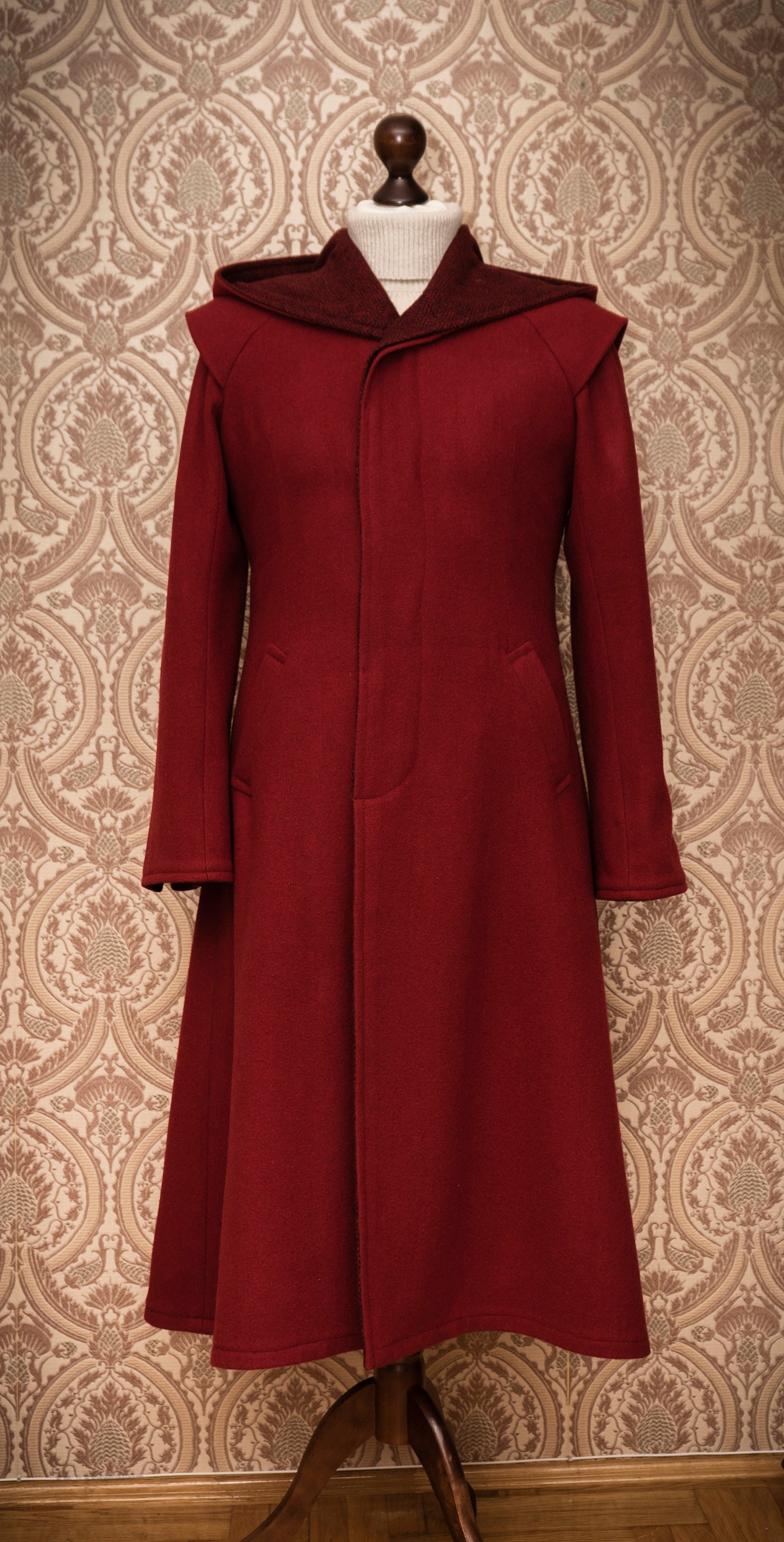 Warlock Robe Hooded Coat 100% Merino Wool Fantasy Long Coat - Etsy