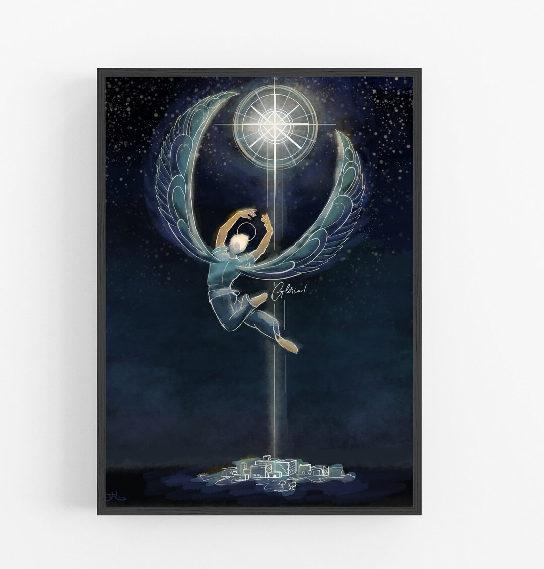 Gloria -- Christmas Art Print -- Christmas Star -- Christmas Angel - Etsy