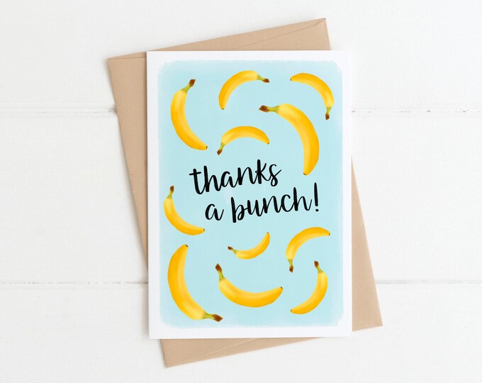 Thank You Card: Thanks A Bunch Food Pun, Thank You Pun, Banana Pun - Etsy