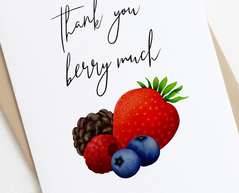 Thank You Card: Thank You Berry Much Funny Thank You Card - Etsy