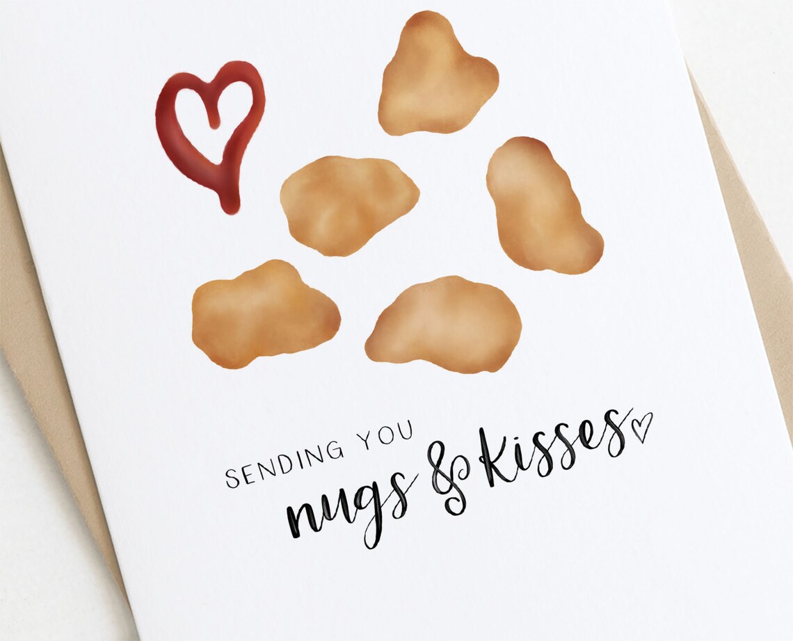 Love Card: Sending You Nugs & Kisses Funny Valentine's - Etsy