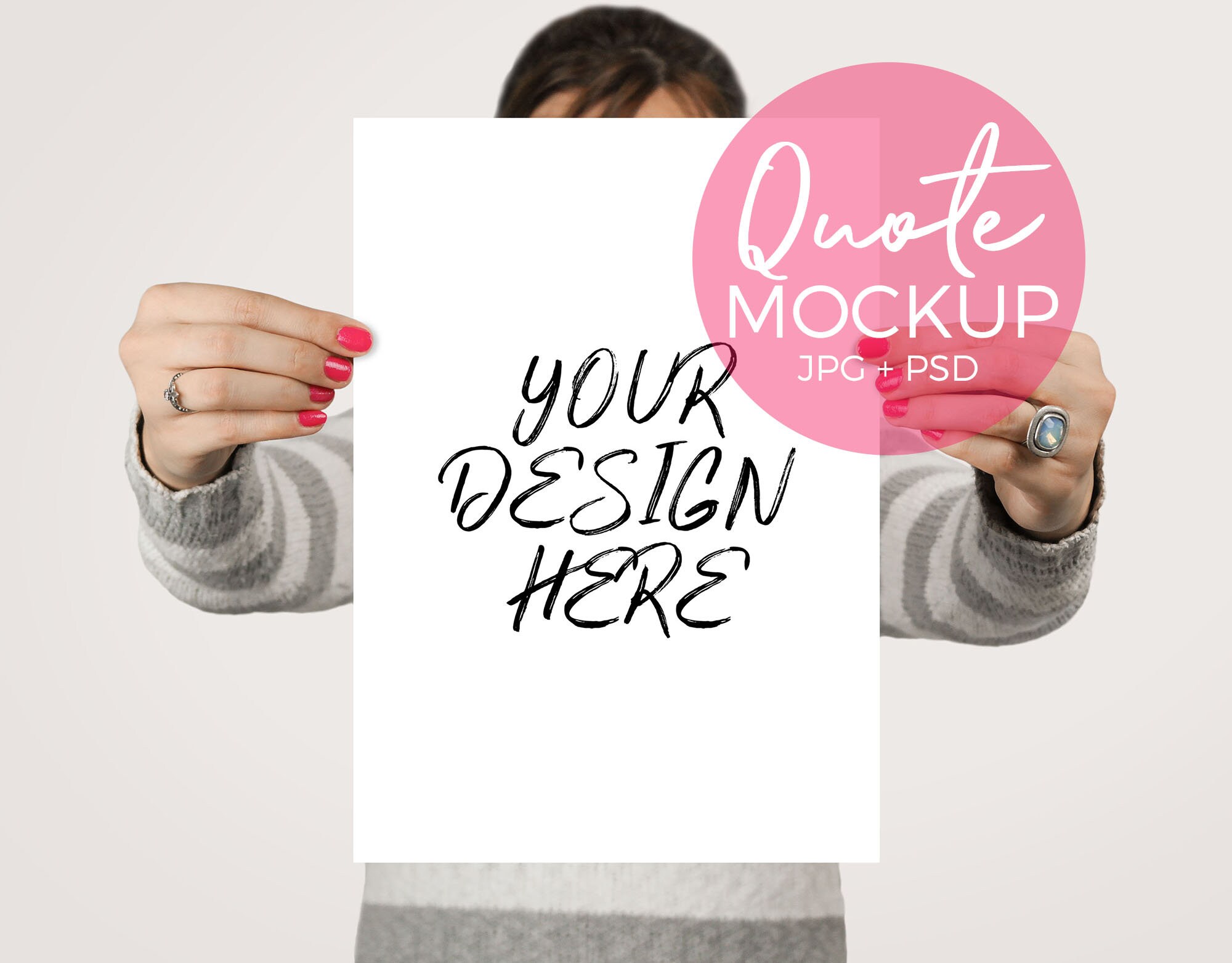 Quote Mockup, PSD Print Mockup, Girl Holding Print, Photoshop Smart ...