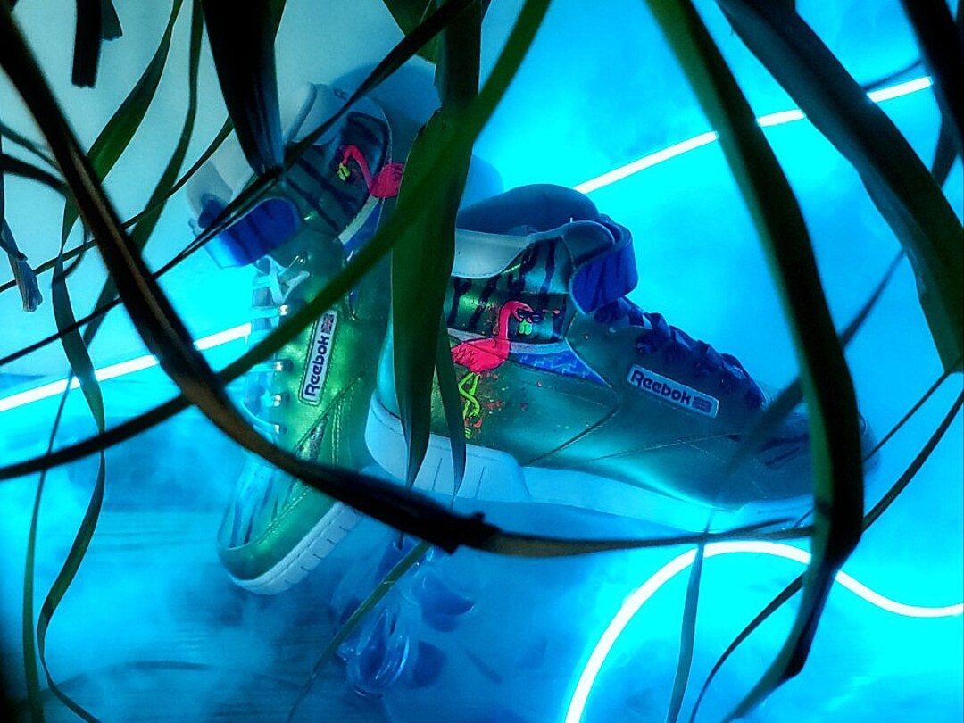 Retro 80s Custom Painted Reebok Exofit Sneakers. Miami Flamingo Style ...