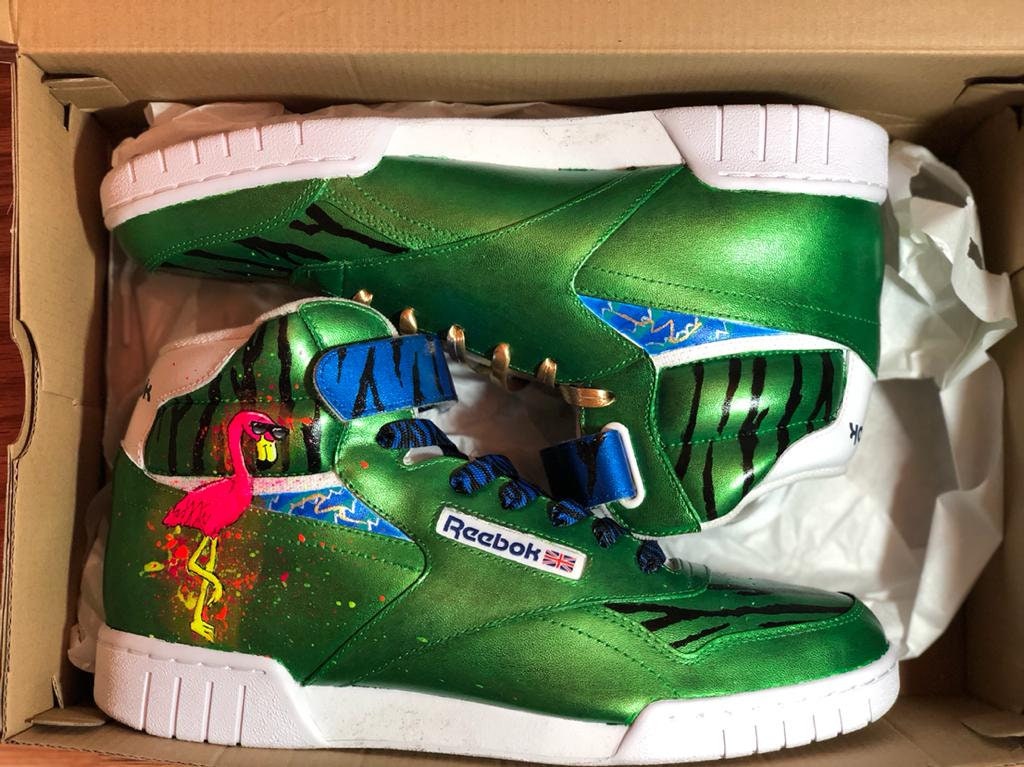Retro 80s Custom Painted Reebok Exofit Sneakers. Miami Flamingo Style ...