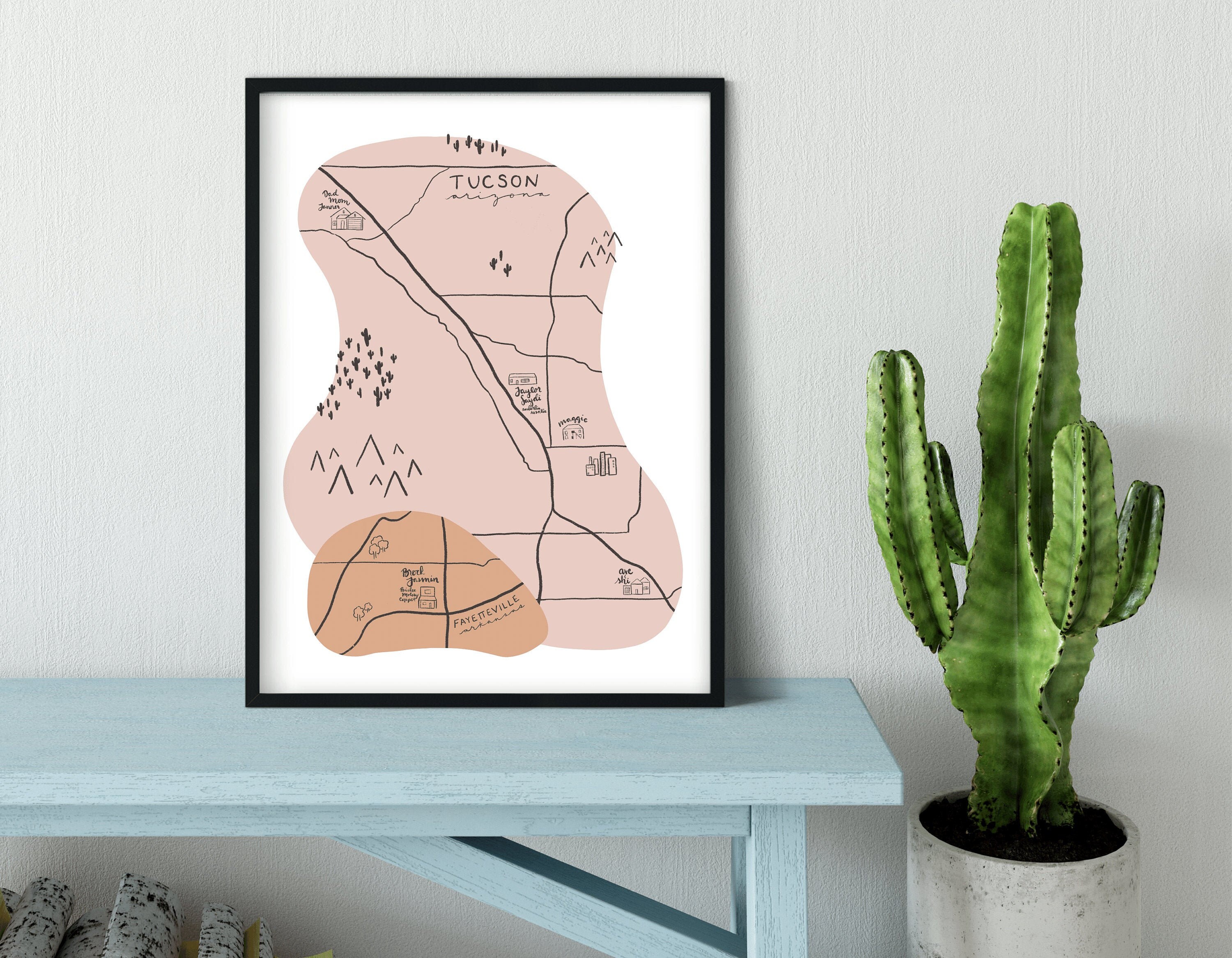 Custom Illustrated Map Hand Drawn Town Map Custom Wall Art | Etsy