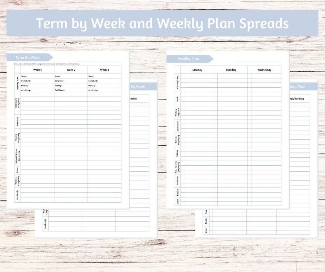 Homeschool Planner, Printable Charlotte Mason Planner, Year Round ...