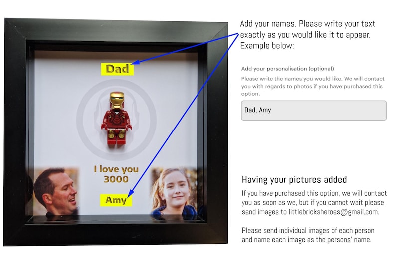Personalised Iron Man Minifigure Frame – Avengers 'I Love You 3000 ...