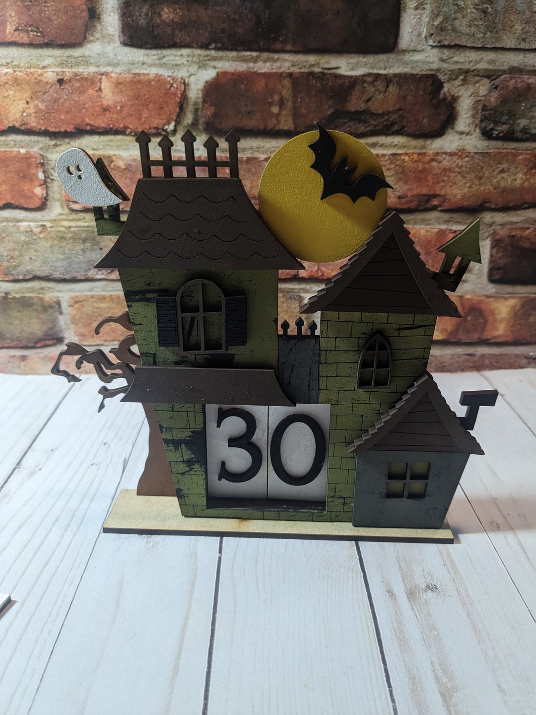 Haunted House Countdown to Halloween Stand With Numbers Finished or ...