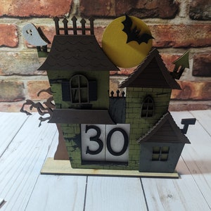 Haunted House Countdown to Halloween Stand With Numbers Finished or ...