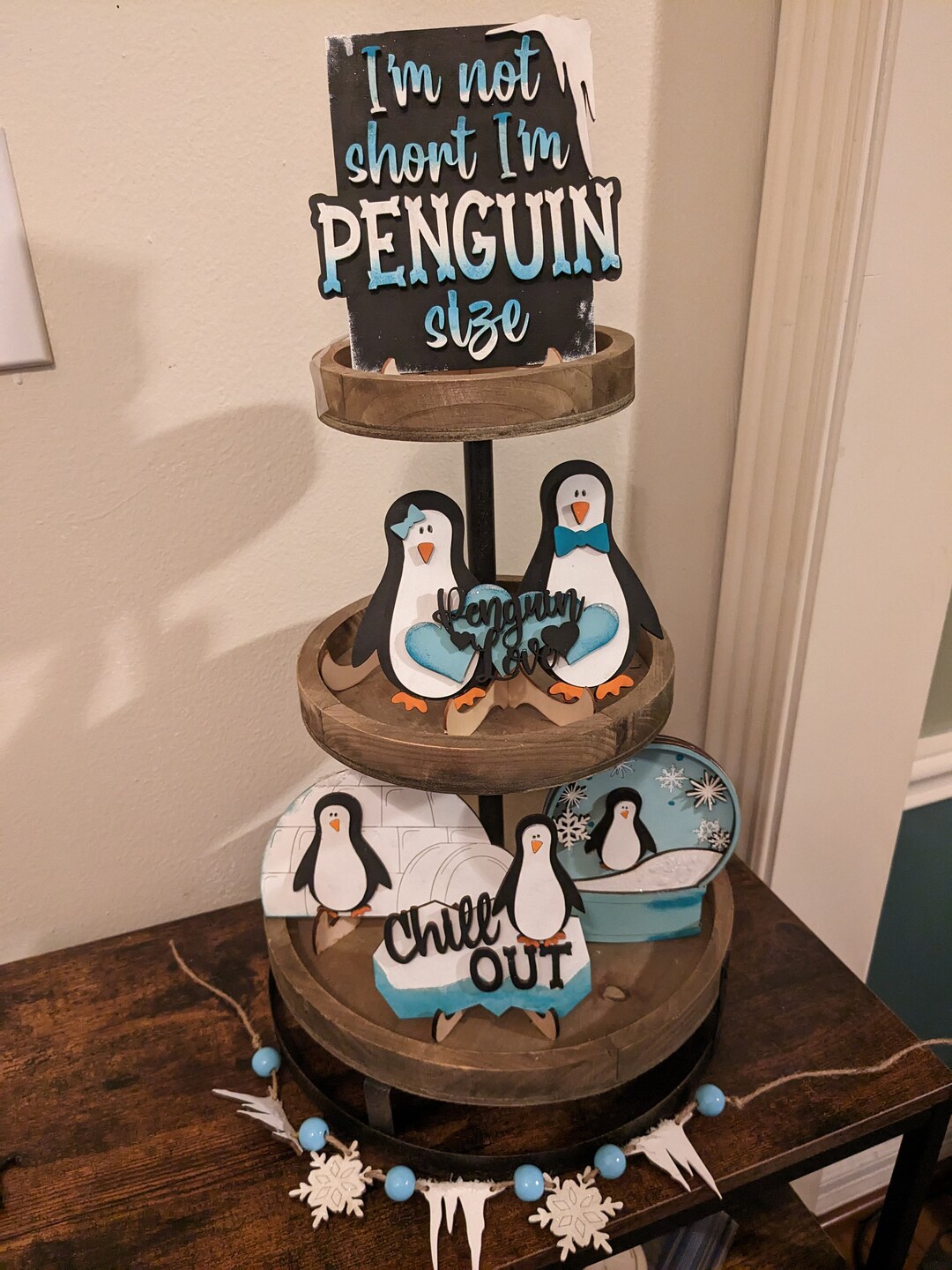 Penguin Tiered Tray Winter or Christmas Themed Paint Your Own DIY KIT ...