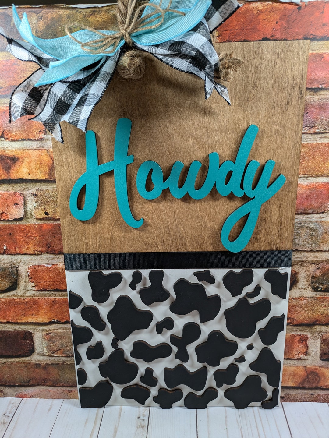 Howdy Cow Print Welcome Sign or Wreath Add On - Etsy