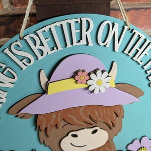 Spring Highland Cow Door Hanger or Wall Decor for Spring or Easter - Etsy