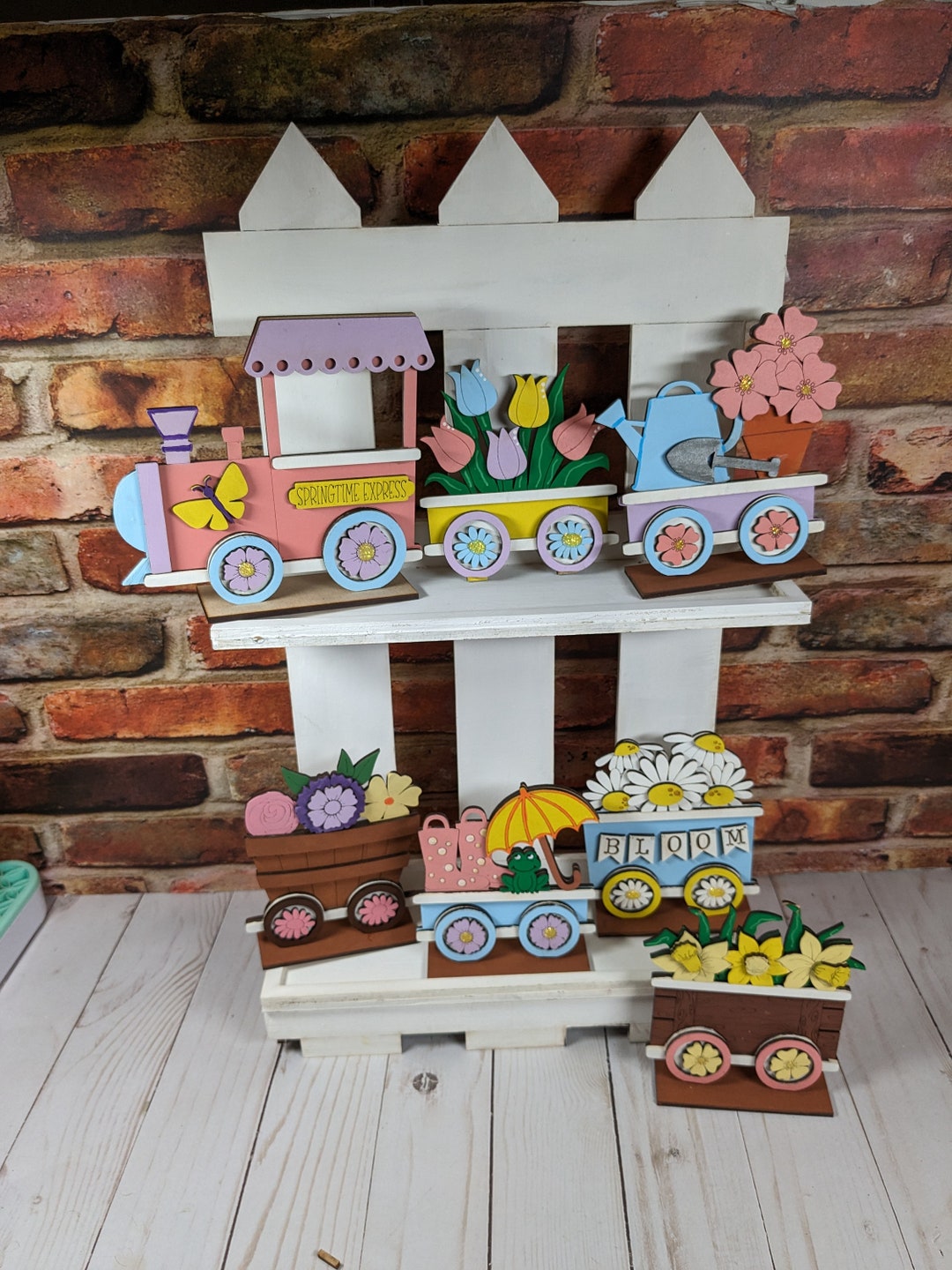 Spring Train Shelf Sitter Tiered Tray Decor - Etsy