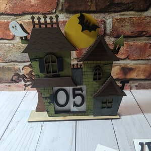 Haunted House Countdown to Halloween Stand With Numbers Finished or ...