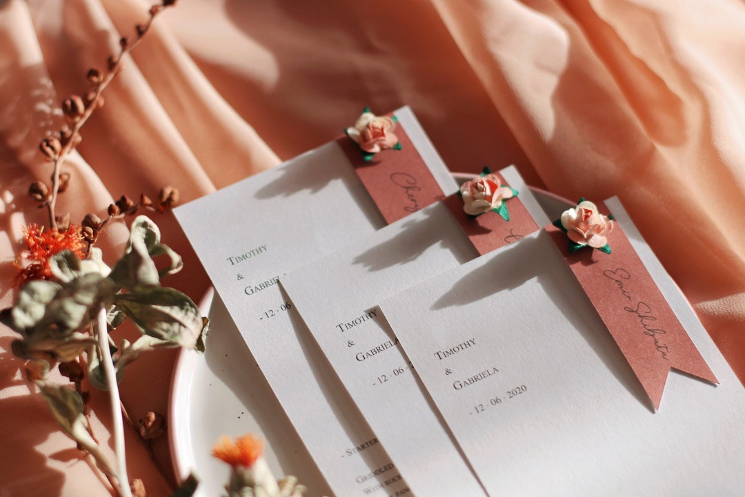 Banner Tag Menu Card, Menu Card With Guest Name, Minimalist Menu Card ...