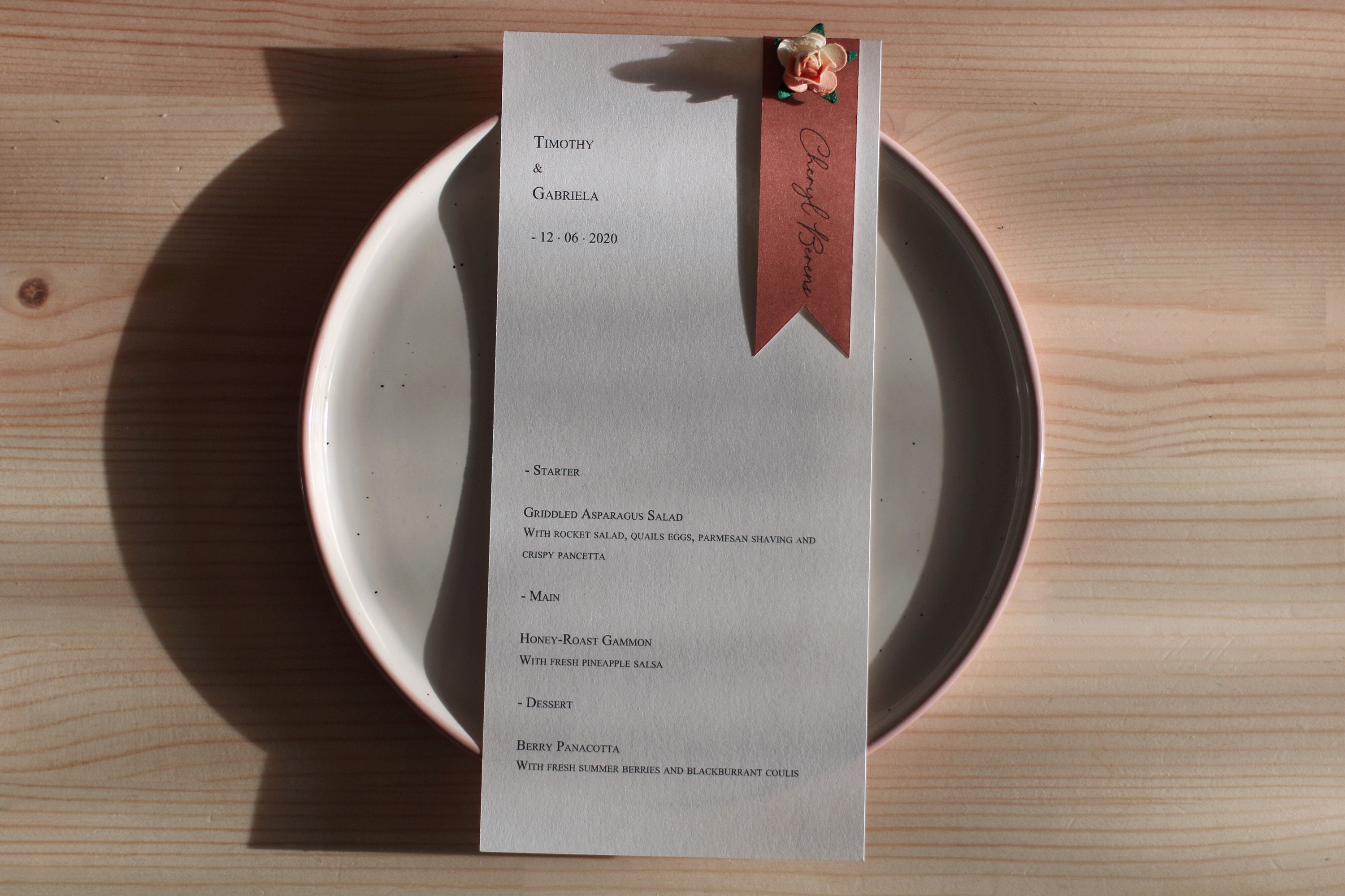 Banner Tag Menu Card, Menu Card With Guest Name, Minimalist Menu Card ...