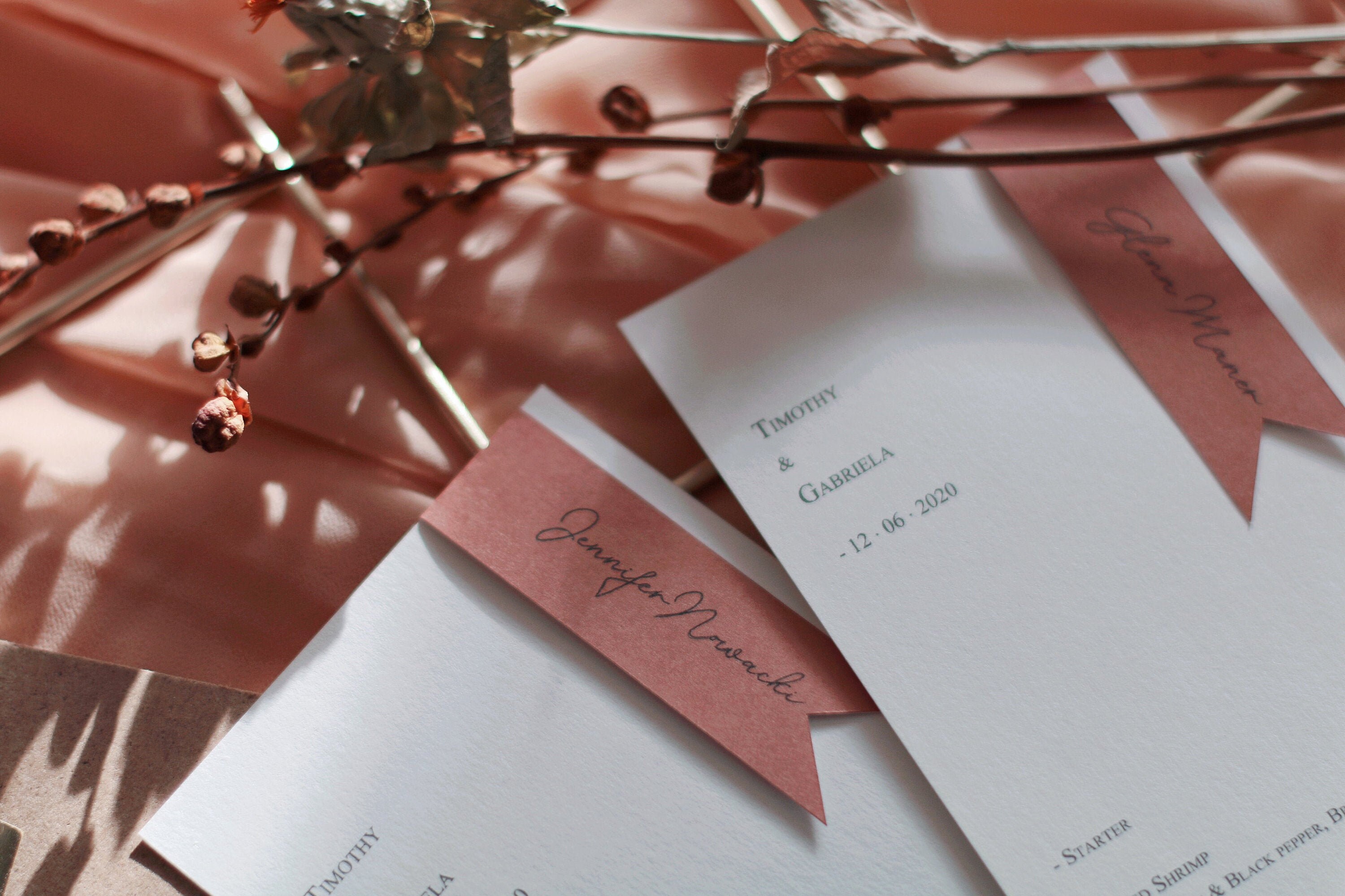 Banner Tag Menu Card, Menu Card With Guest Name, Minimalist Menu Card ...