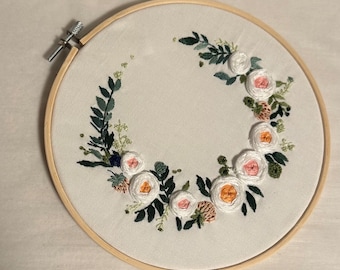 Embroidery Hoop, Embroidery Hoop Decor, Floral Wall Decor, Floral Cross ...