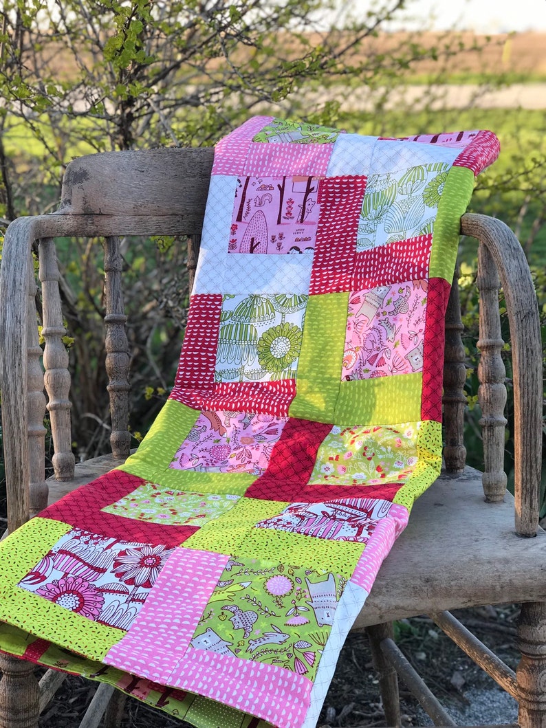 Green Baby Quilt-pink Baby Quilt- Stroller Quilt- Baby Girl Quilt- Baby ...