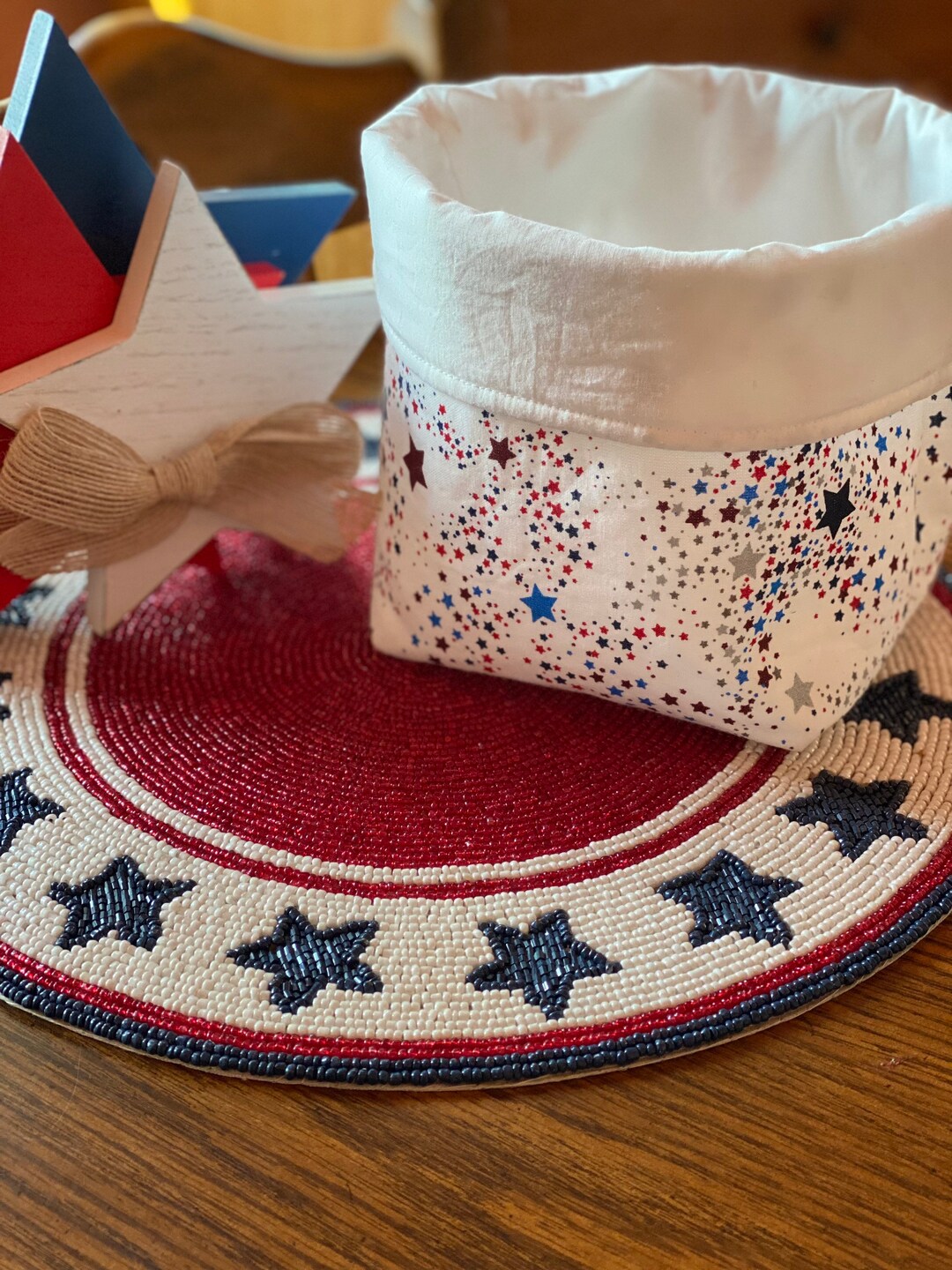 Patriotic Fabric Basket - 4th of July Decor - Patriotic Decor - Etsy