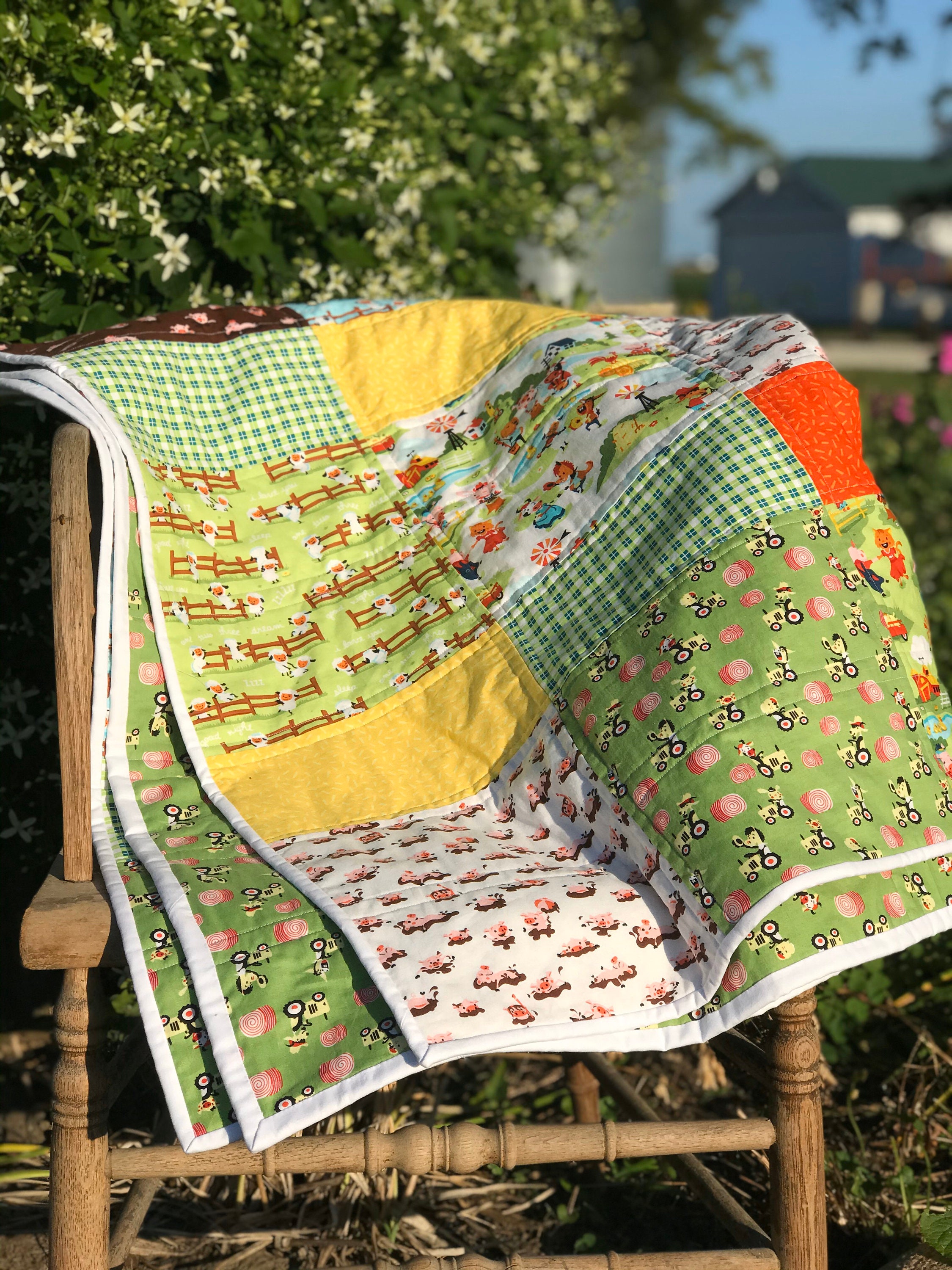 Farm Quilt Farm Animal Quilt Baby Shower Gift Lap Quilt Pigs Sheep - Etsy