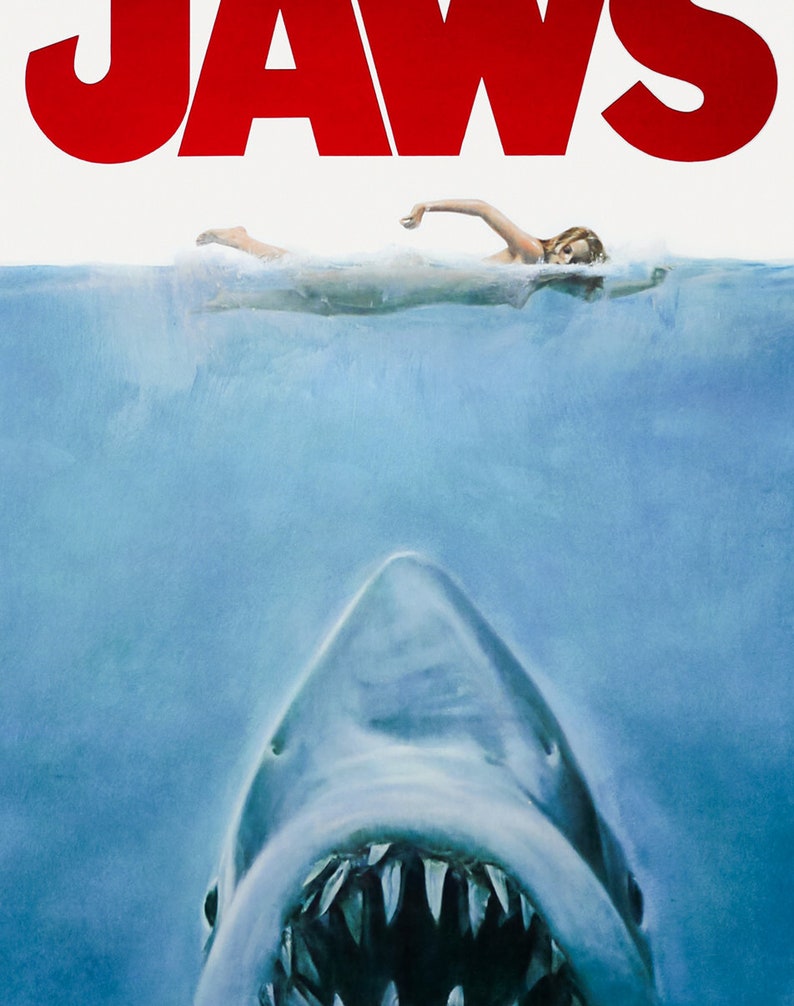 Jaws Movie Poster, 1975 - Digital Poster Download, 300dpi Jpeg, A3 and ...