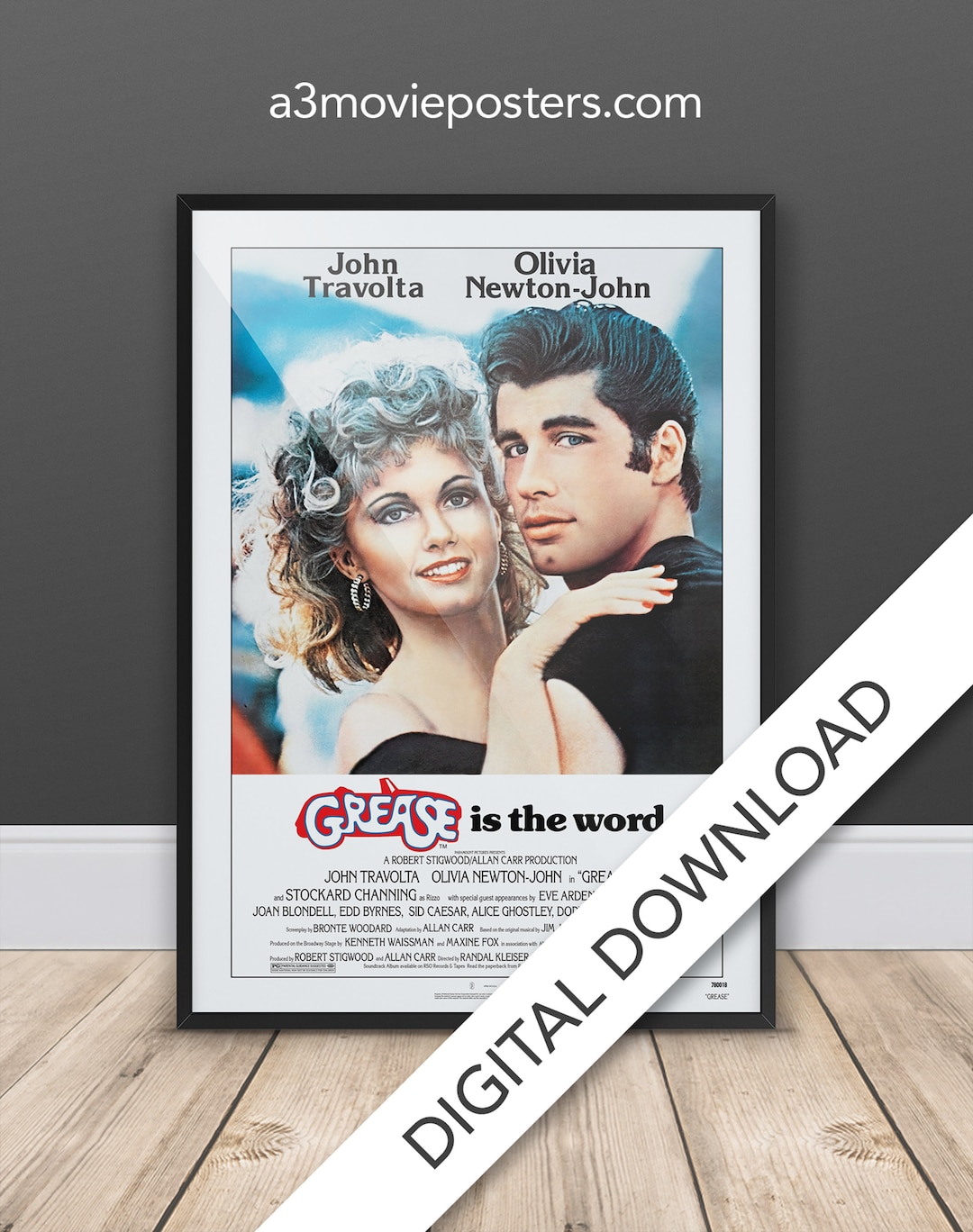 Grease Movie Poster - Digital Download, A3 & Tabloid, Printable Wall ...