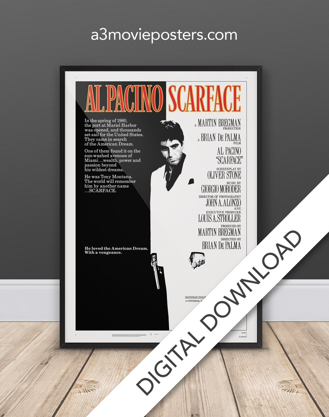 Scarface - Movie Poster - Digital Poster Download, 300dpi Jpeg, A3 and ...