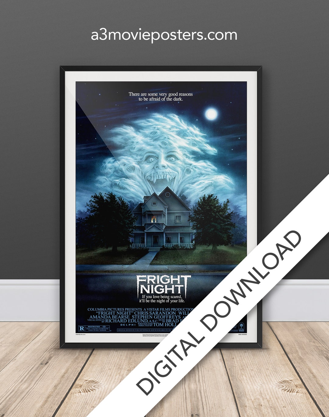 Fright Night Movie Poster, 1985 - Digital Poster Download, 300dpi Jpeg ...