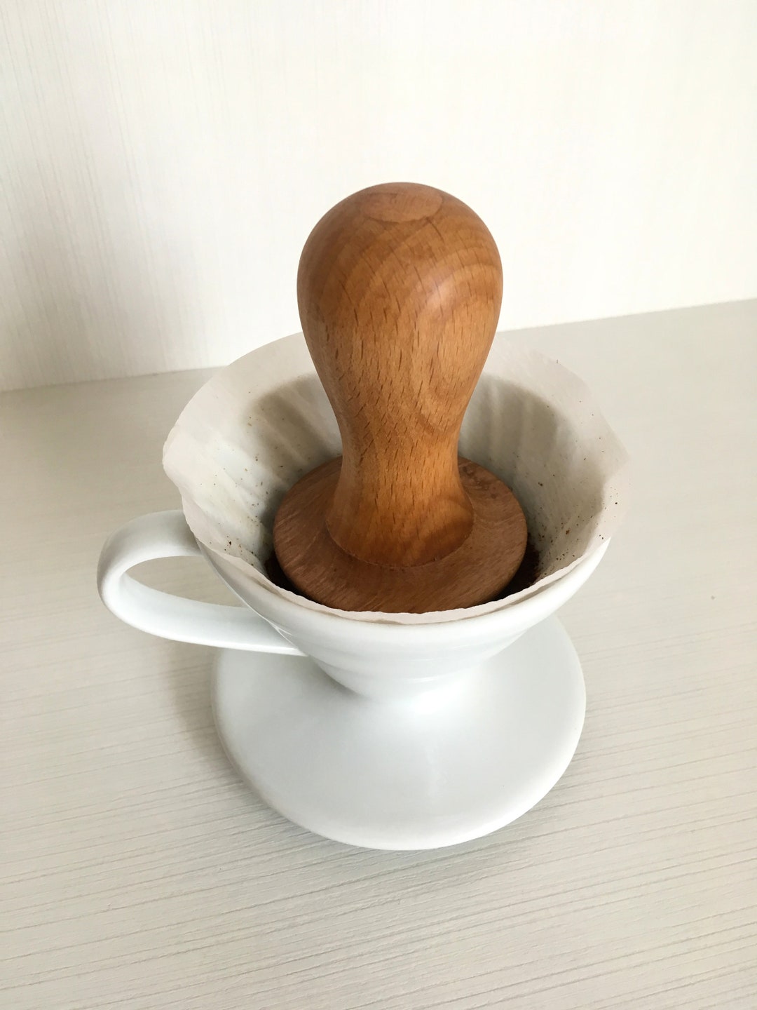 Curved Wooden Coffee Tamper: Bird Nest V60 Pourover Tool - Etsy