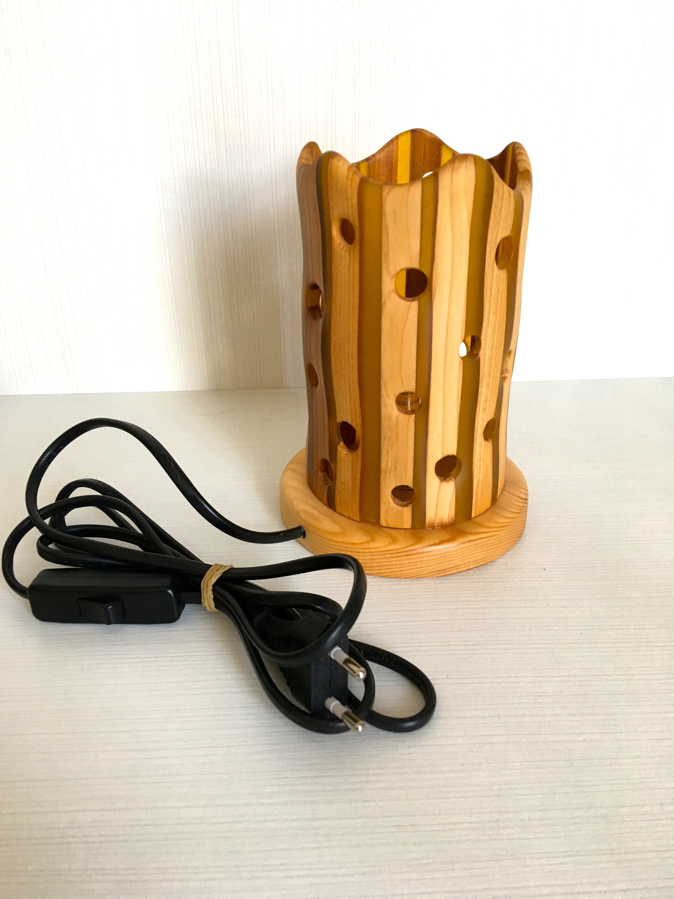 Wooden Led Lamp Resin Lamp Led Desk Lamp Wooden Desk Lamp - Etsy