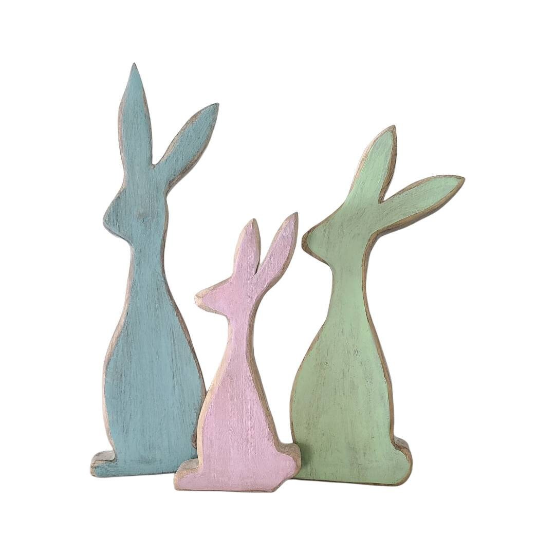 Pastel Wooden Rabbits - Etsy