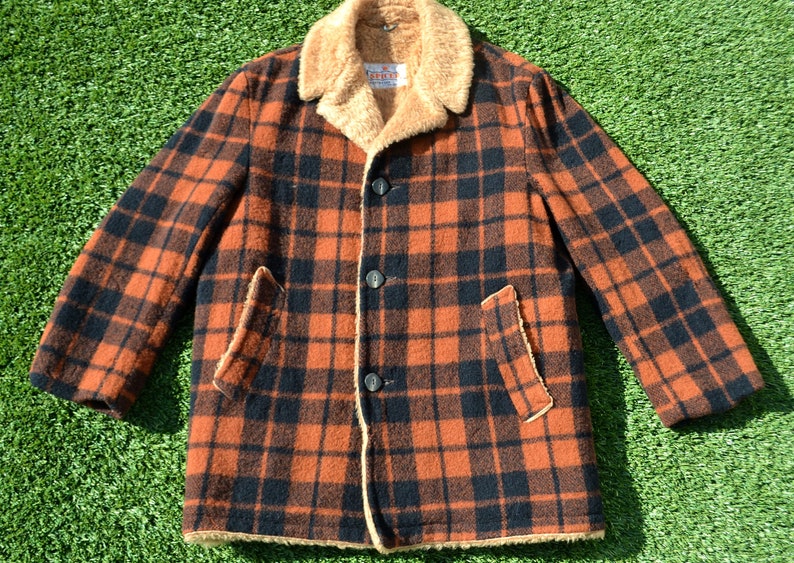 Vintage 70s Dark Orange Plaid Lumberjack Jacket Super Warm | Etsy