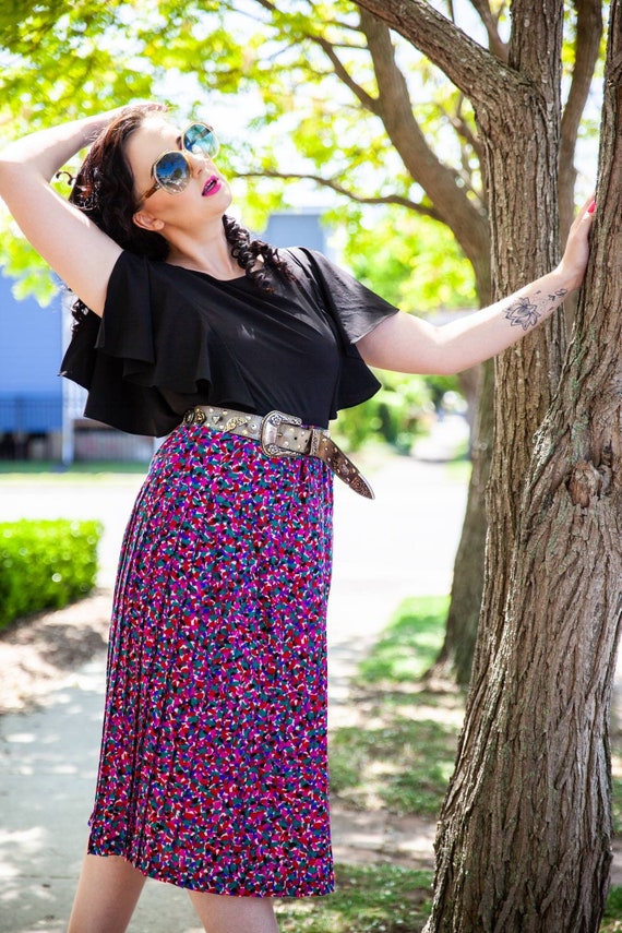 Vintage 80s Fluro Neon Skirt, Size 12. 80s Rainbow Sk… - Gem