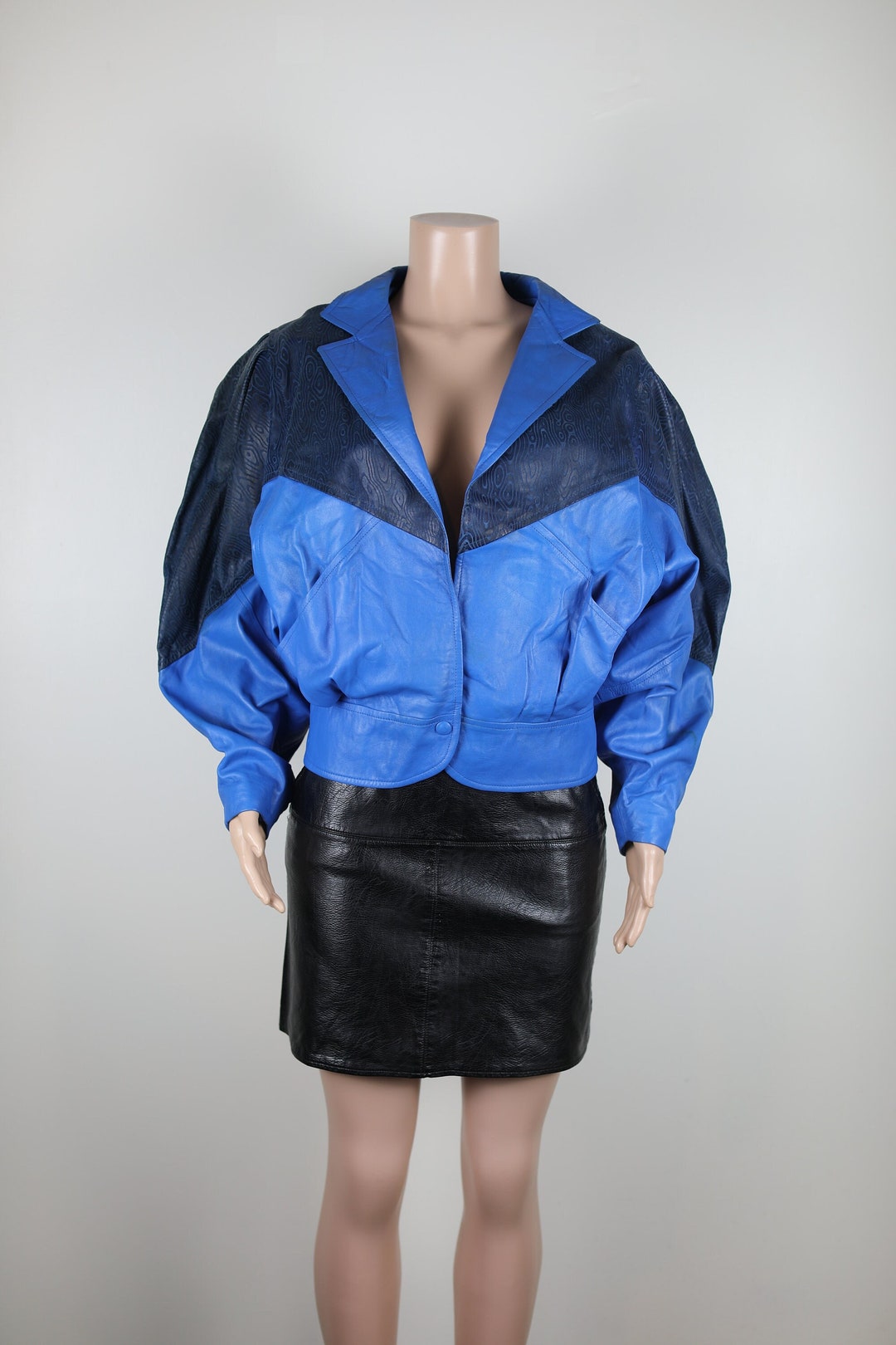 Vintage 80s Leather Batwing Jacket, Size 10 Womens, 80s Batwing Jacket ...