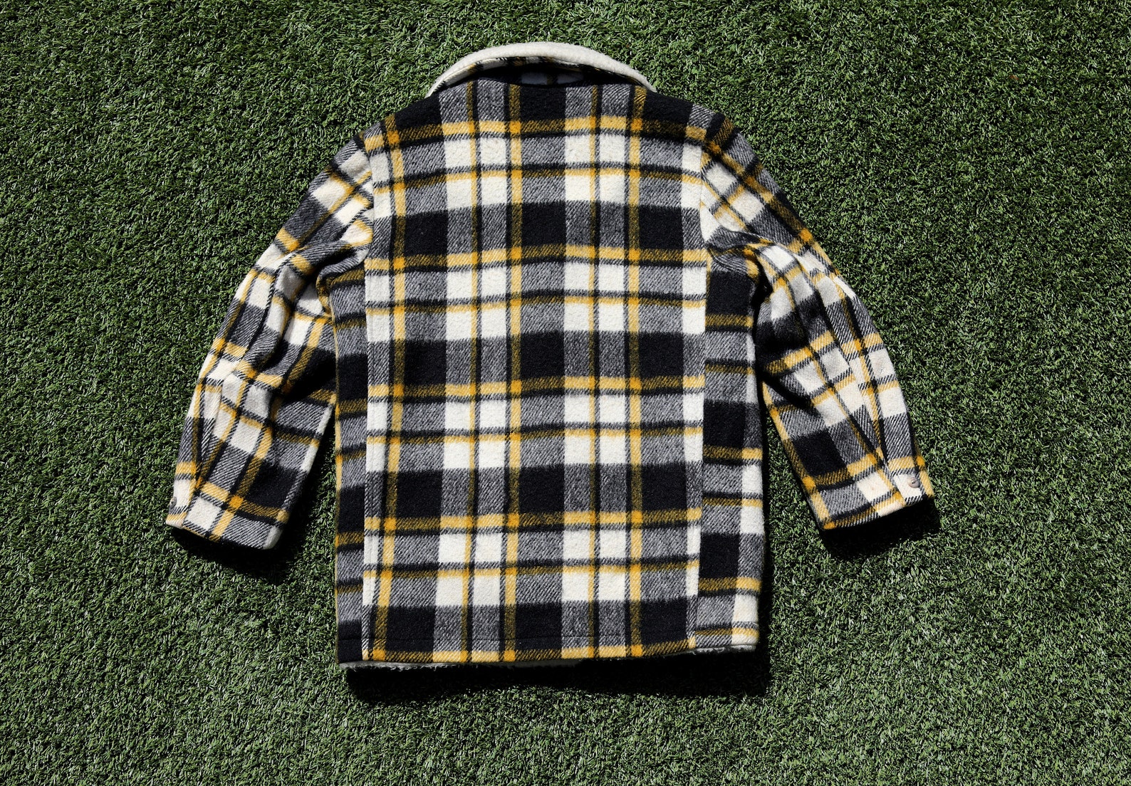 Vintage 70s Yellow and Black, Plaid Lumberjack Jacket, Sherpa Jacket ...