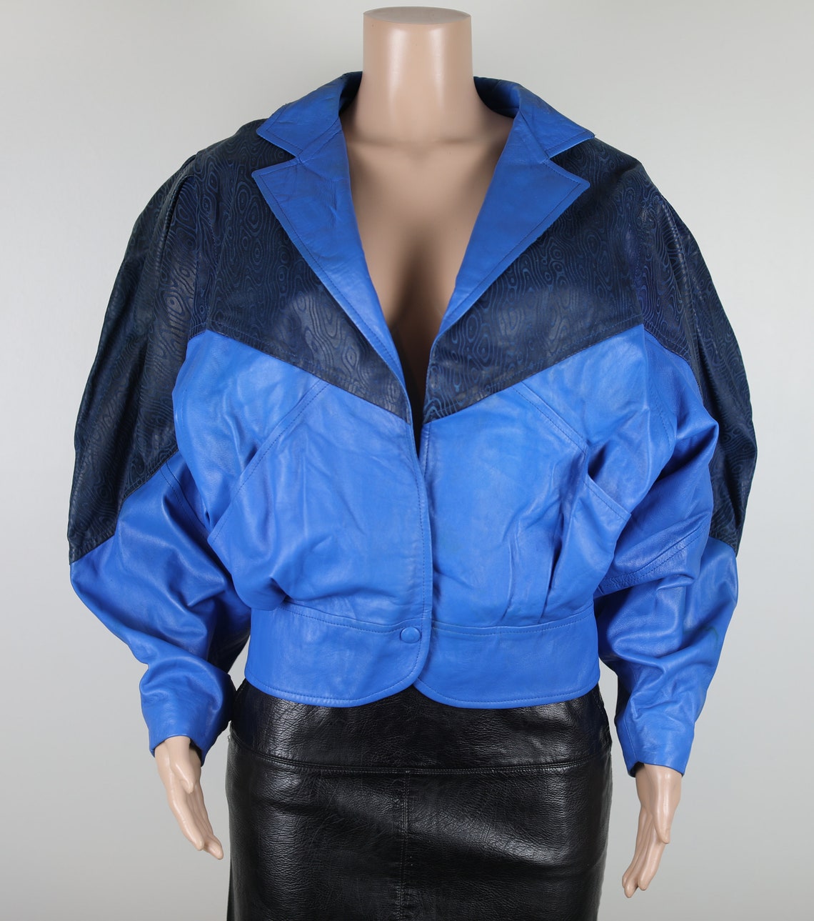 Vintage 80s Leather Batwing Jacket, Size 10 Womens, 80s Batwing Jacket ...