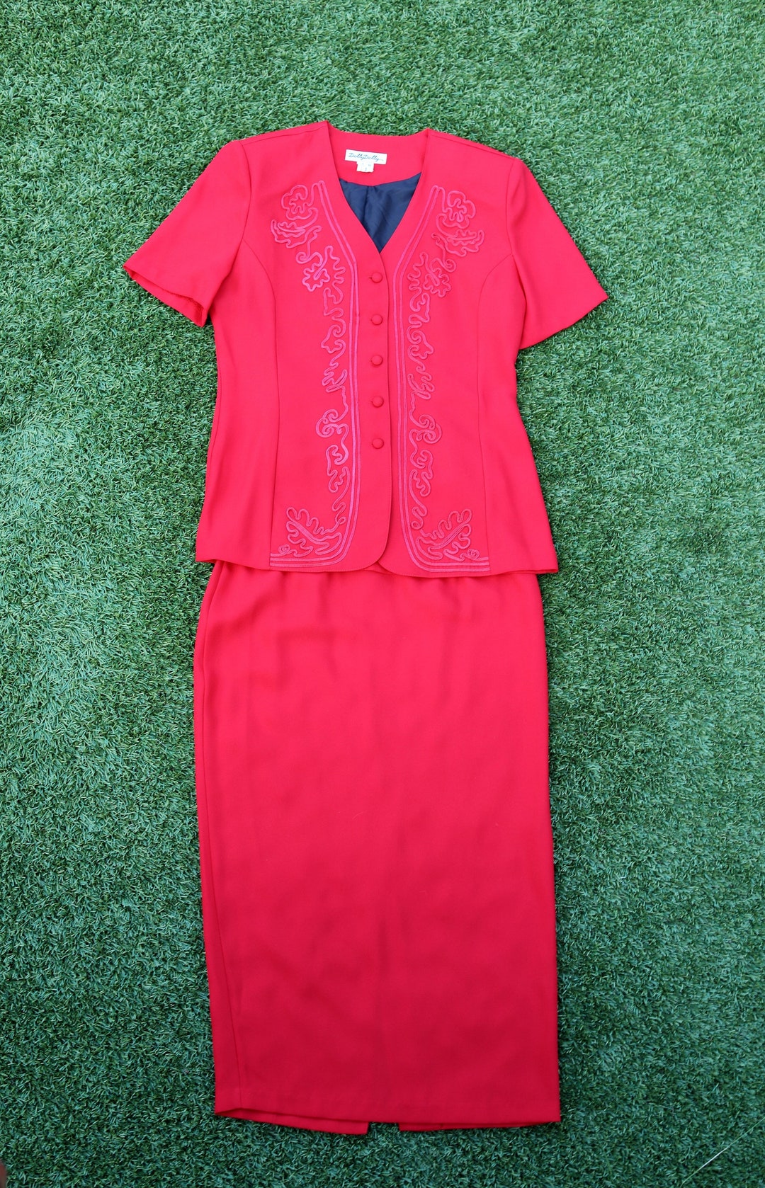 Vintage 80s Red Suit, Size 8, 80s Cherry Red Suit Jacket and Skirt Set ...