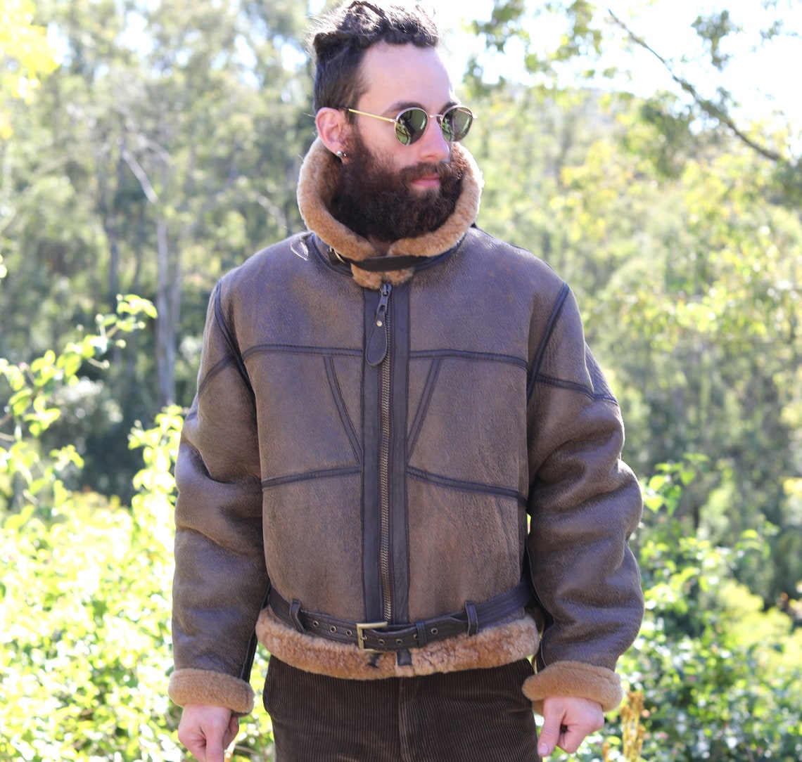 Vintage WWII British RAF Leather Fighter Pilot Jacket, Aviation Jacket ...