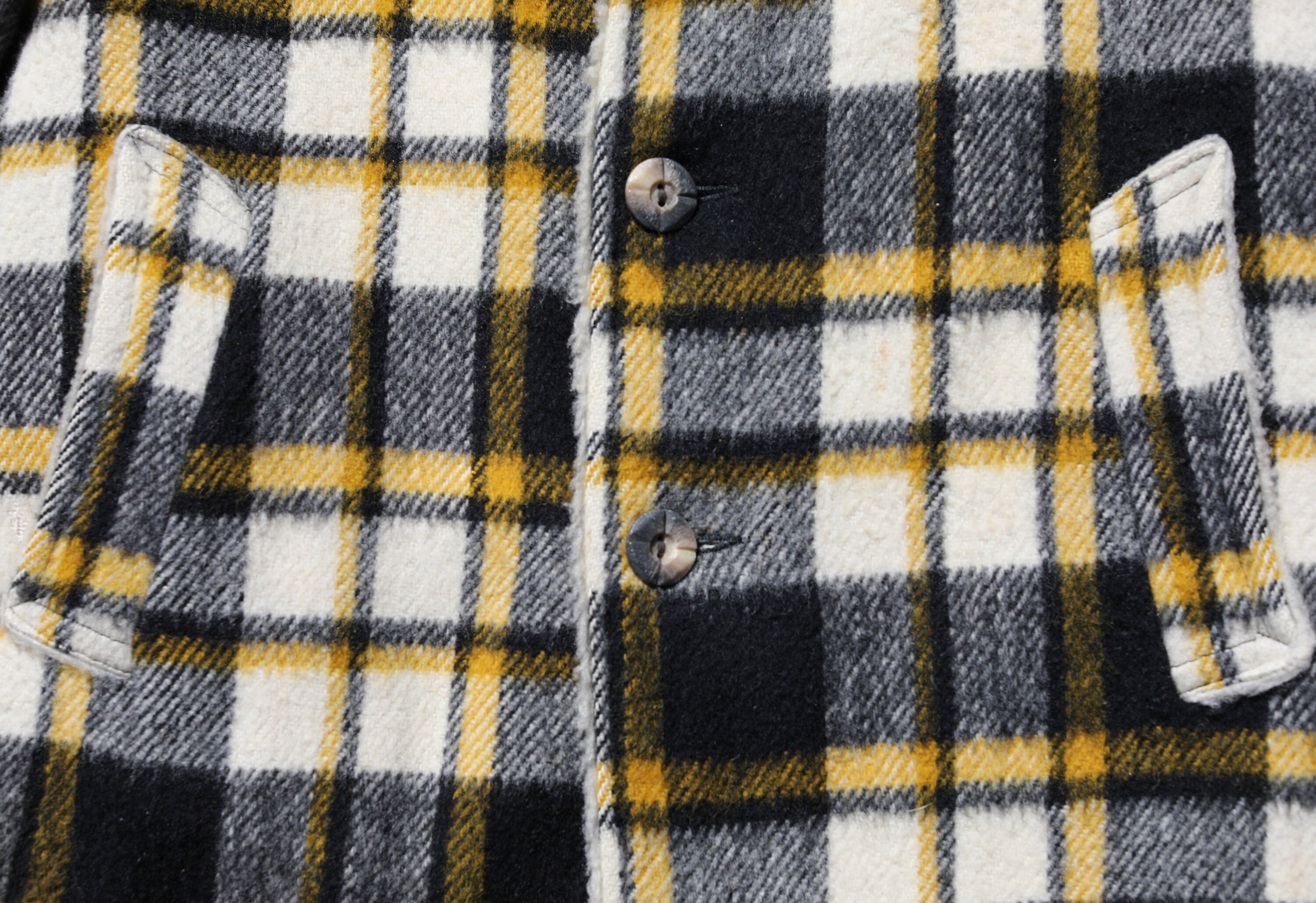 Vintage 70s Yellow and Black, Plaid Lumberjack Jacket, Sherpa Jacket ...