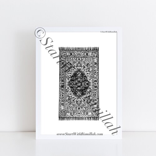 Monochrome Prayer Mat Print - Etsy