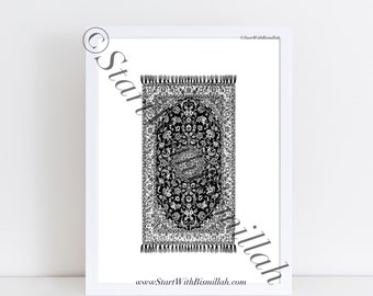 Monochrome Prayer Mat Print - Etsy